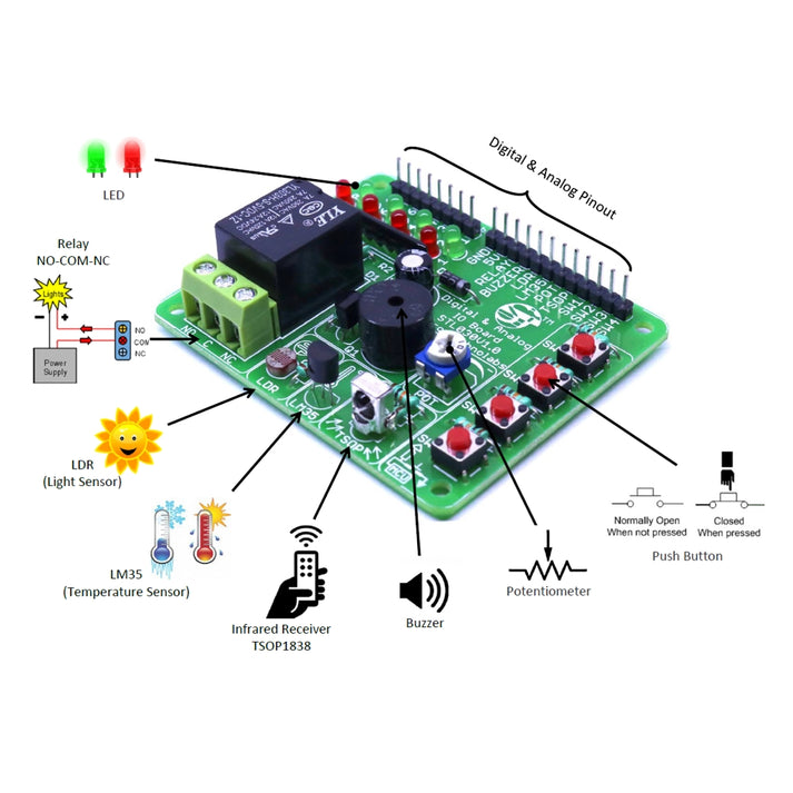 Digital & Analog IO Breakout Board for Arduino - Versatile Electronics Board – Silicon TechnoLabs